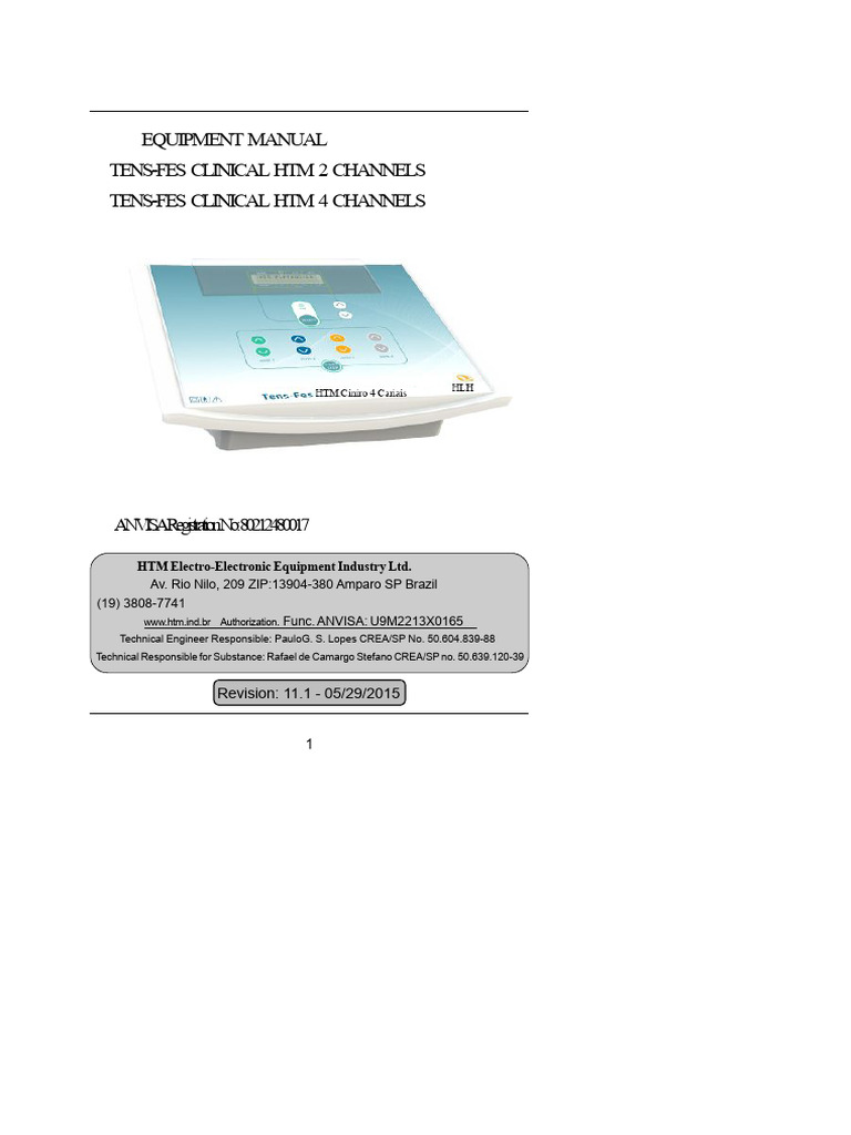 Tens Fes HTM Clinical 4 Channels Manual PDF | PDF | Pain | Pain Management