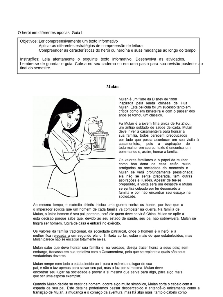 Guia - Mulan | PDF | Família | Herói