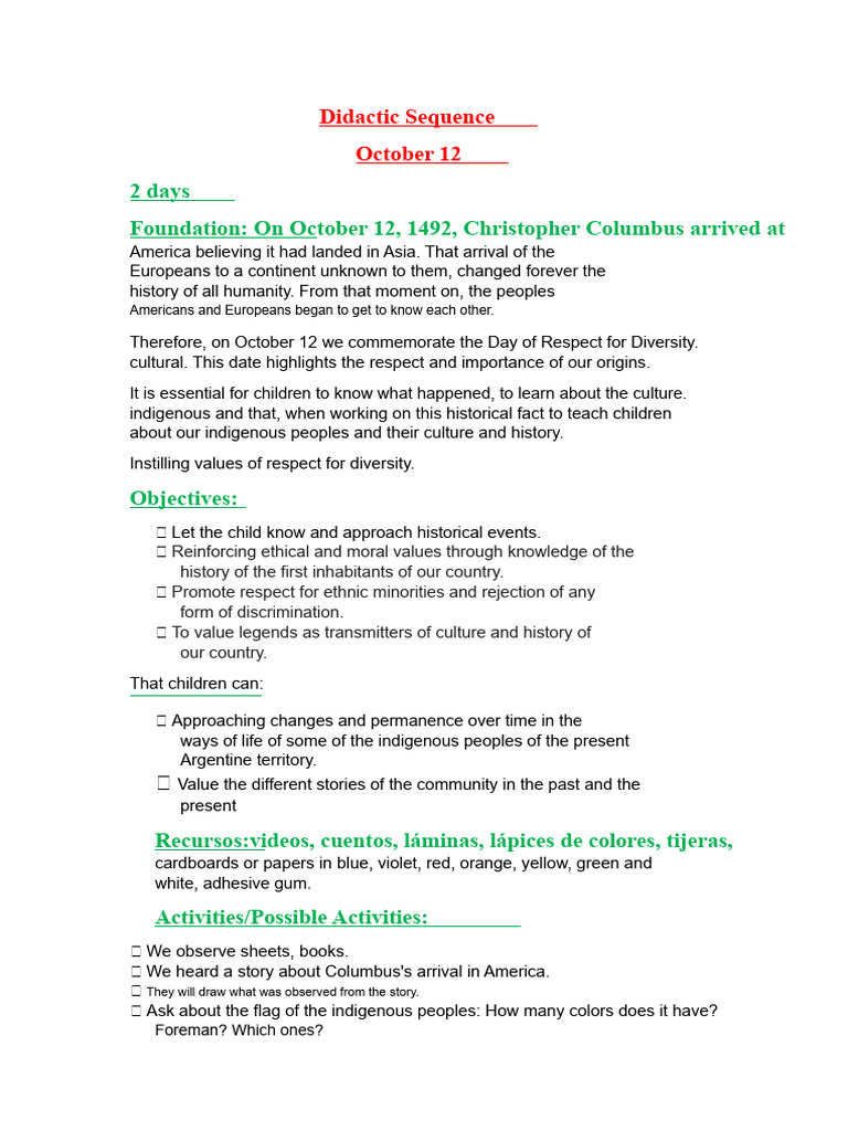 Didactic Sequence October 12 | PDF
