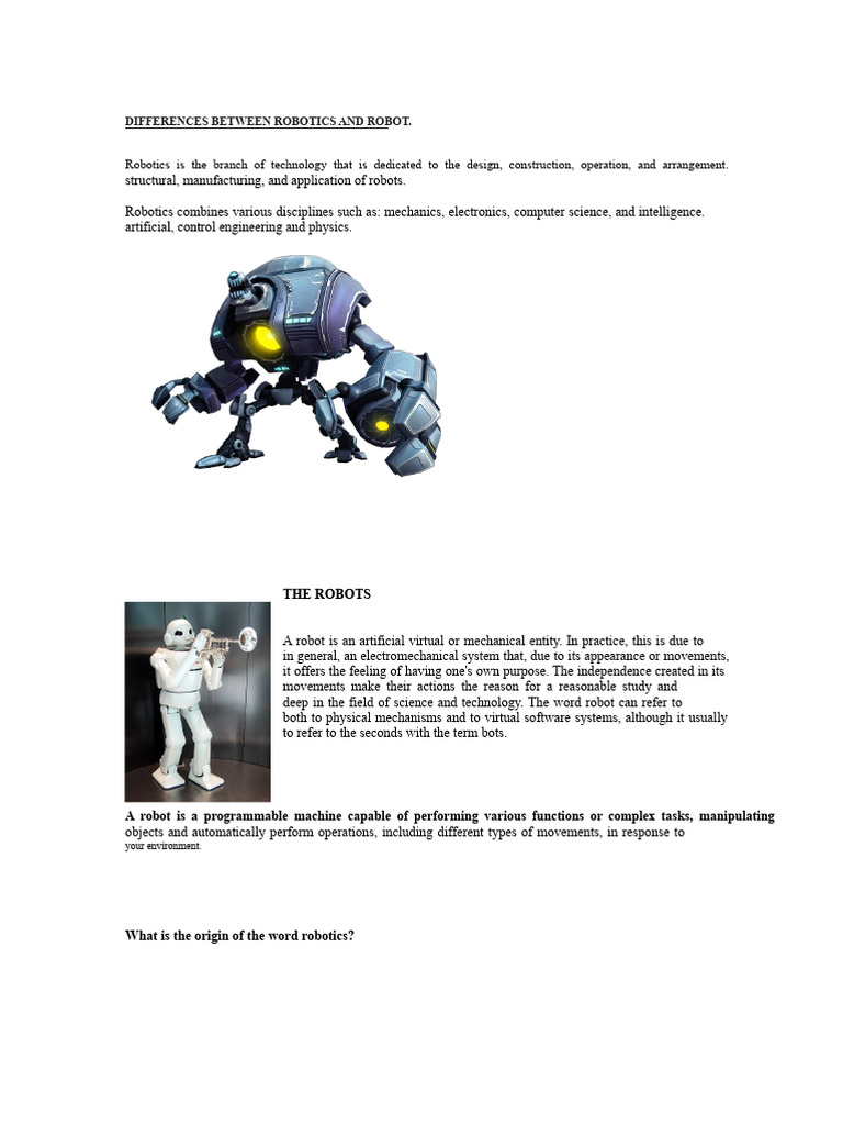 Differences Between Robotics and Robot | PDF | Robot | Robotics