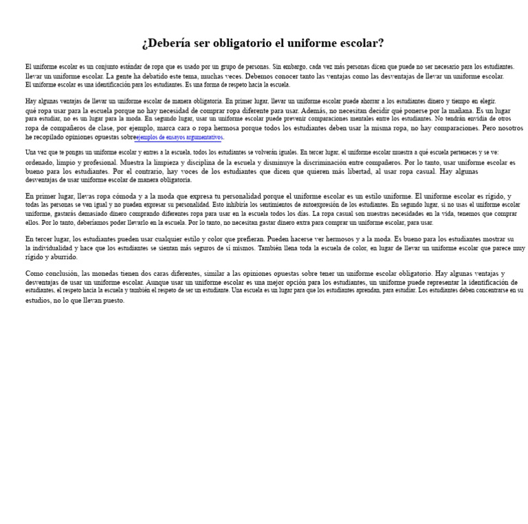 Ventajas y desventajas del uniforme escolar | PDF