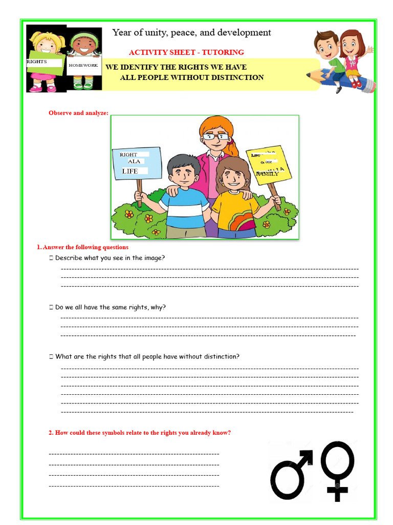 Sheet-Mart-Tutoring-We Identify The Rights That All People Have Without ...
