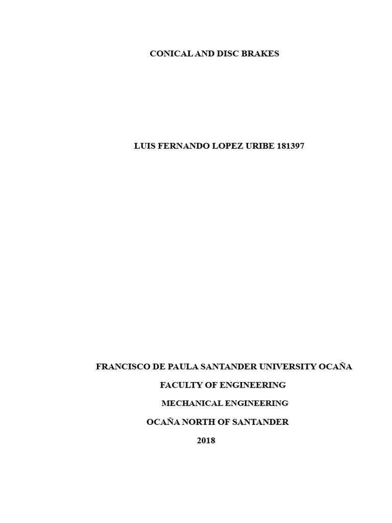 Conical and Disc Brakes | PDF | Brake | Force