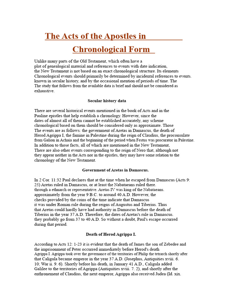The Acts of The Apostles in Chronological Order | PDF | Paul The ...