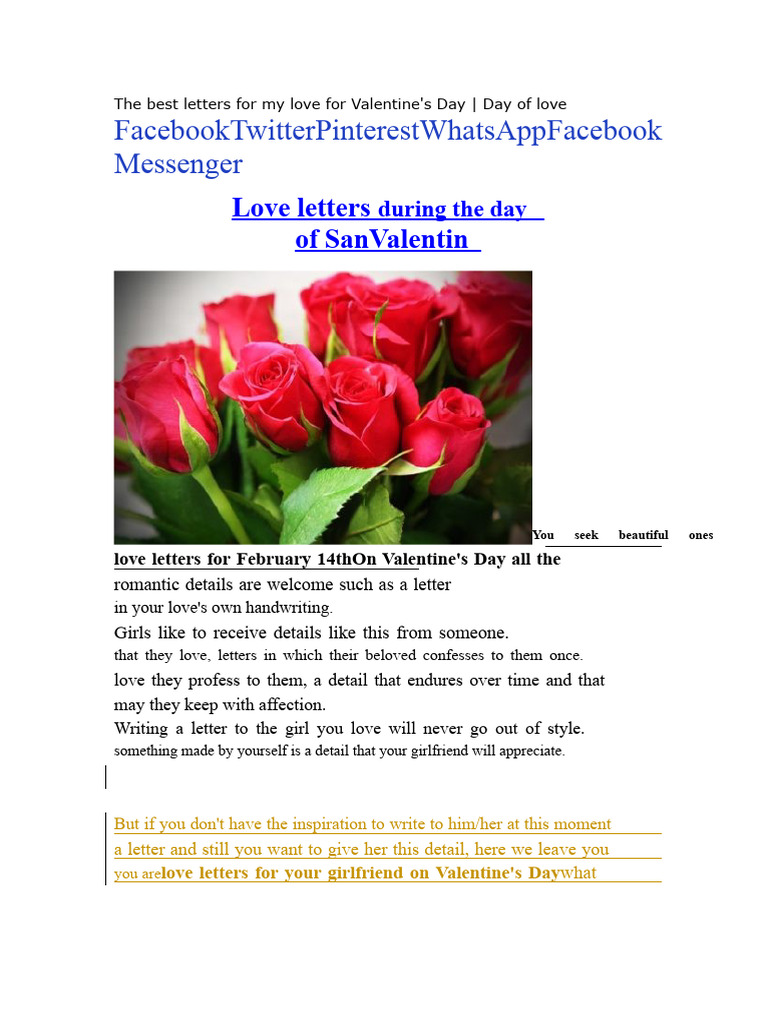 The Best Letters For My Love For Valentine's Day | PDF | Love ...