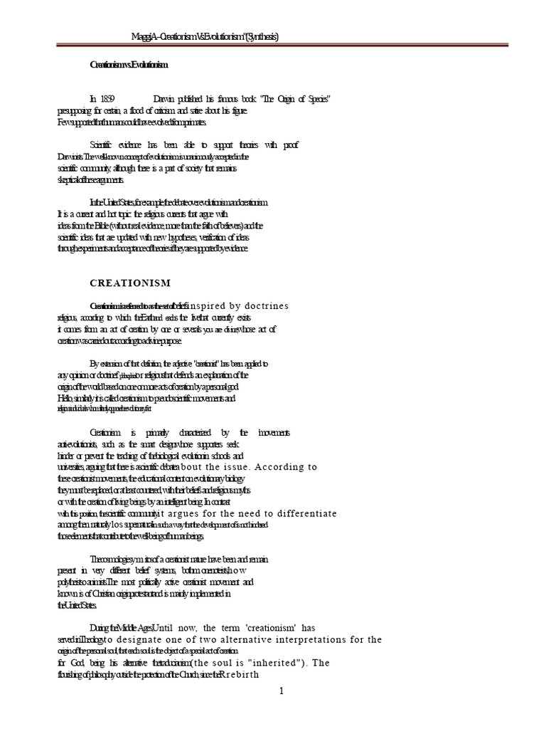 Creationism Vs Evolutionism | PDF | Creationism | Evolution