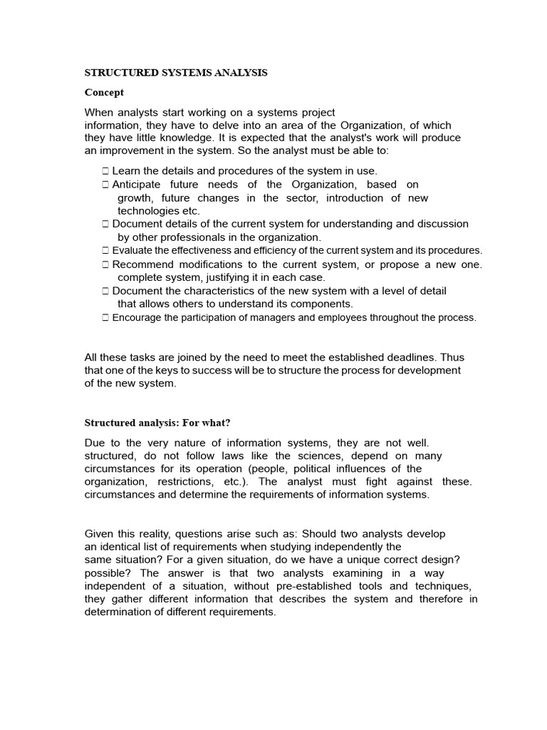 Structured Systems Analysis | PDF | System | Information