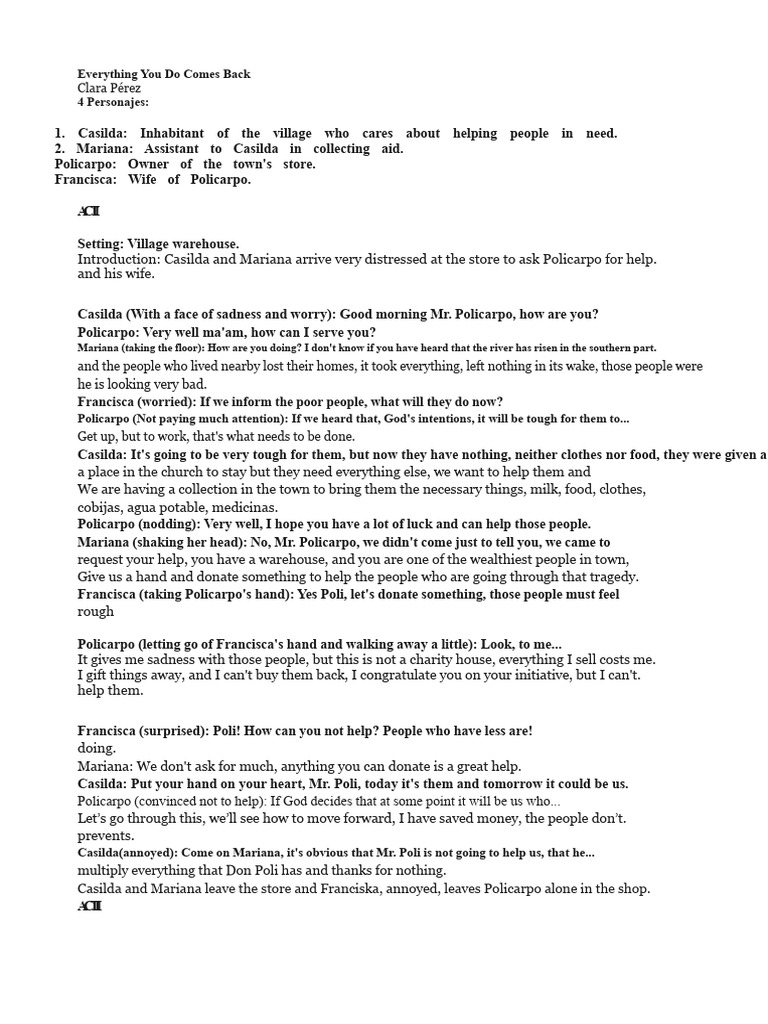 Example of Theatrical Script 1 | PDF
