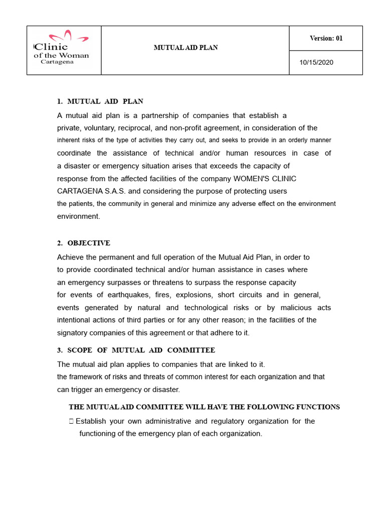 Mutual Aid Plan Model | PDF | Emergency | Emergency Management