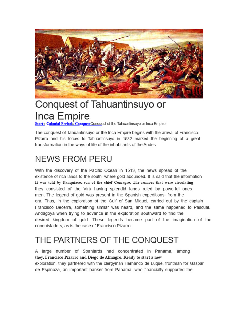 Conquest of Tahuantinsuyo or Inca Empire | PDF | Francisco Pizarro ...