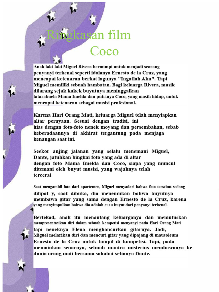 Ringkasan Film Coco: Musik dan Keluarga | PDF