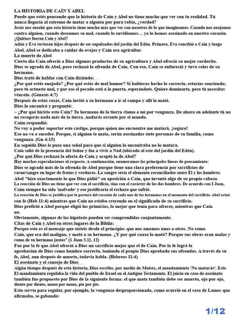 Caín y Abel | PDF | Víspera | Libro del Génesis