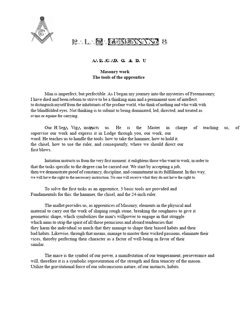 Masonic Tools for Apprentices Explained | PDF | Freemasonry
