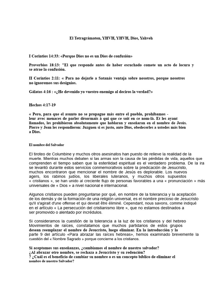 El Tetragrámaton y su Significado | PDF | Tetragrammaton | Jehová