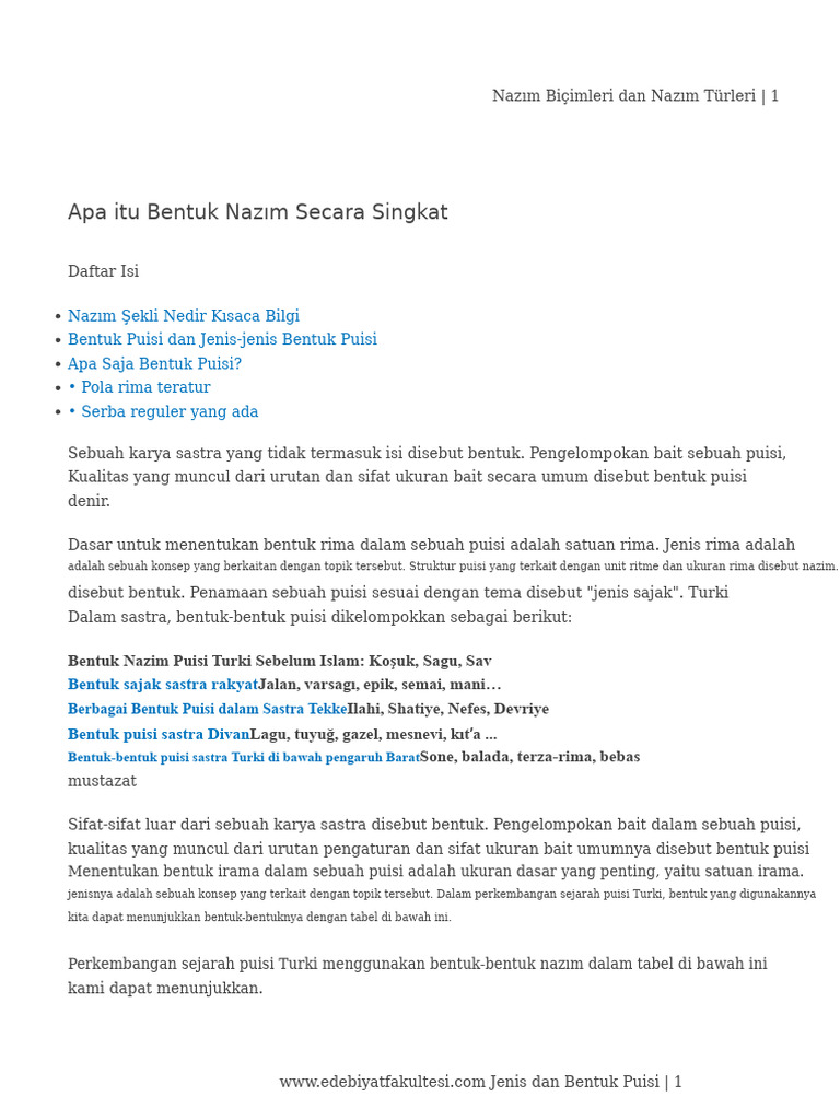 Bentuk Dan Jenis Puisi | PDF