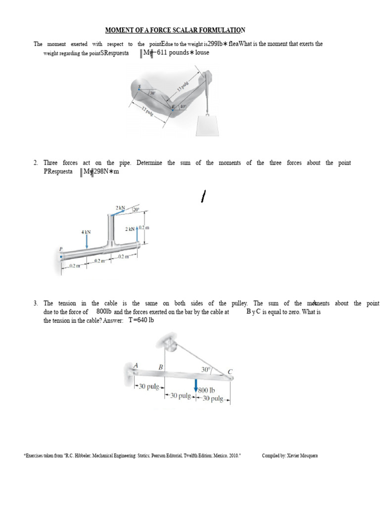 Moment of Force: Scalar Formulation | PDF