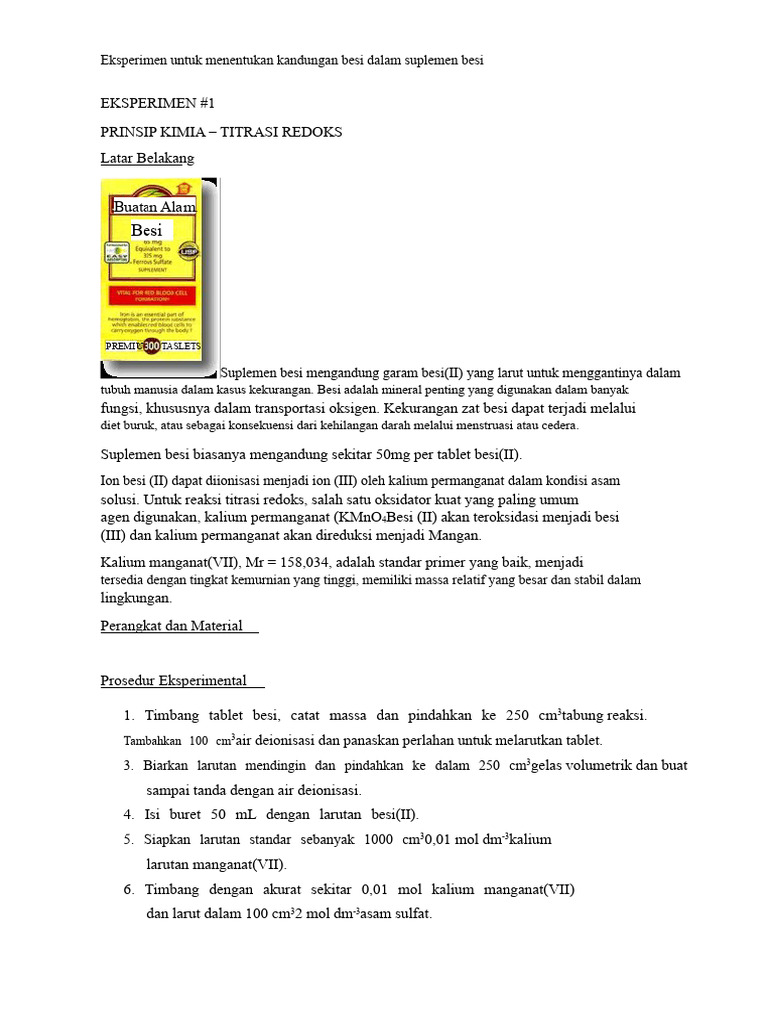 Titrasi Redoks untuk Kandungan Besi | PDF
