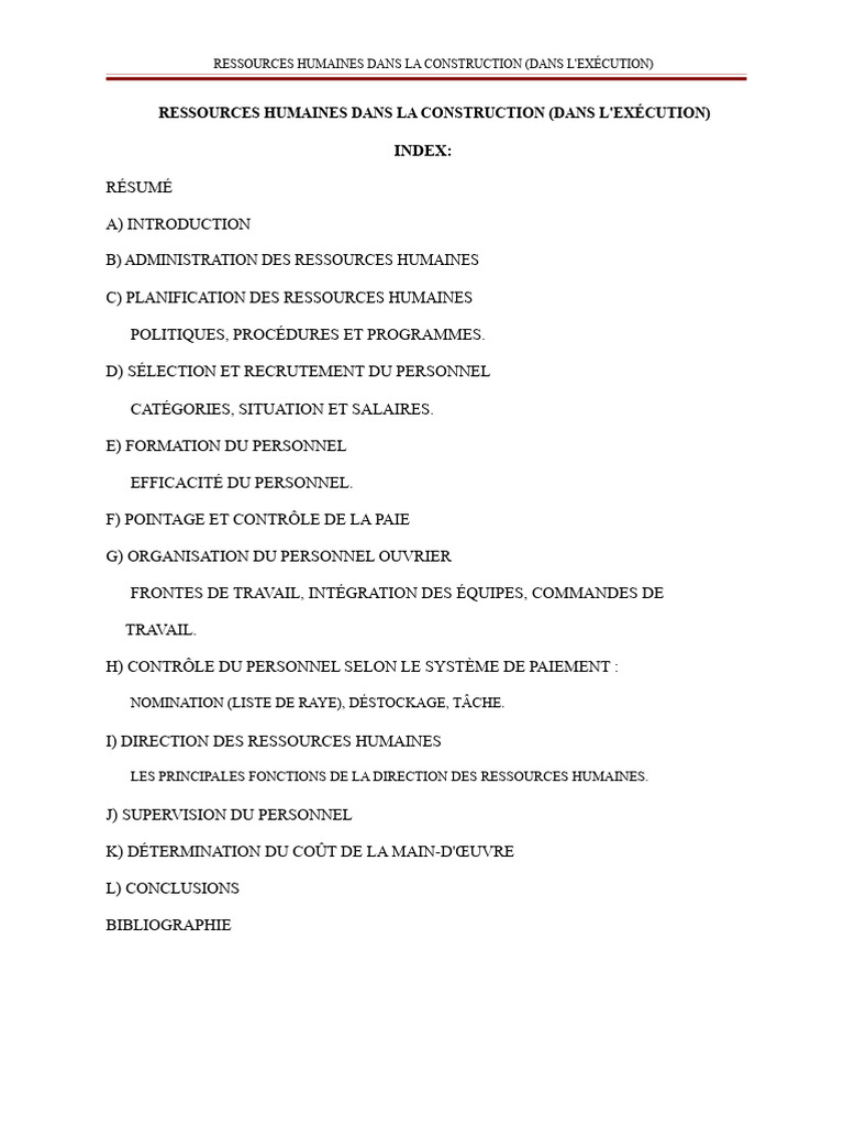 Gestion des ressources humaines en construction | PDF | Gestion des ...