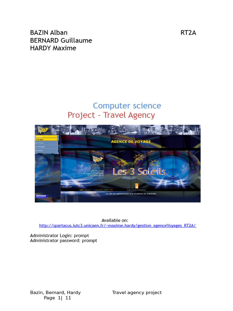 Report Project Travel Agency Bazin Bernard Hardy | PDF | Databases | My Sql