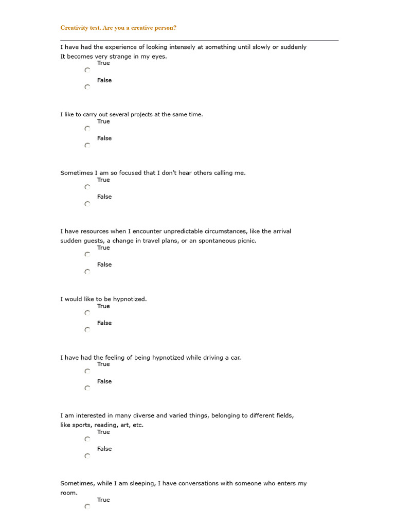 Creativity Test | PDF | Creativity | Thought