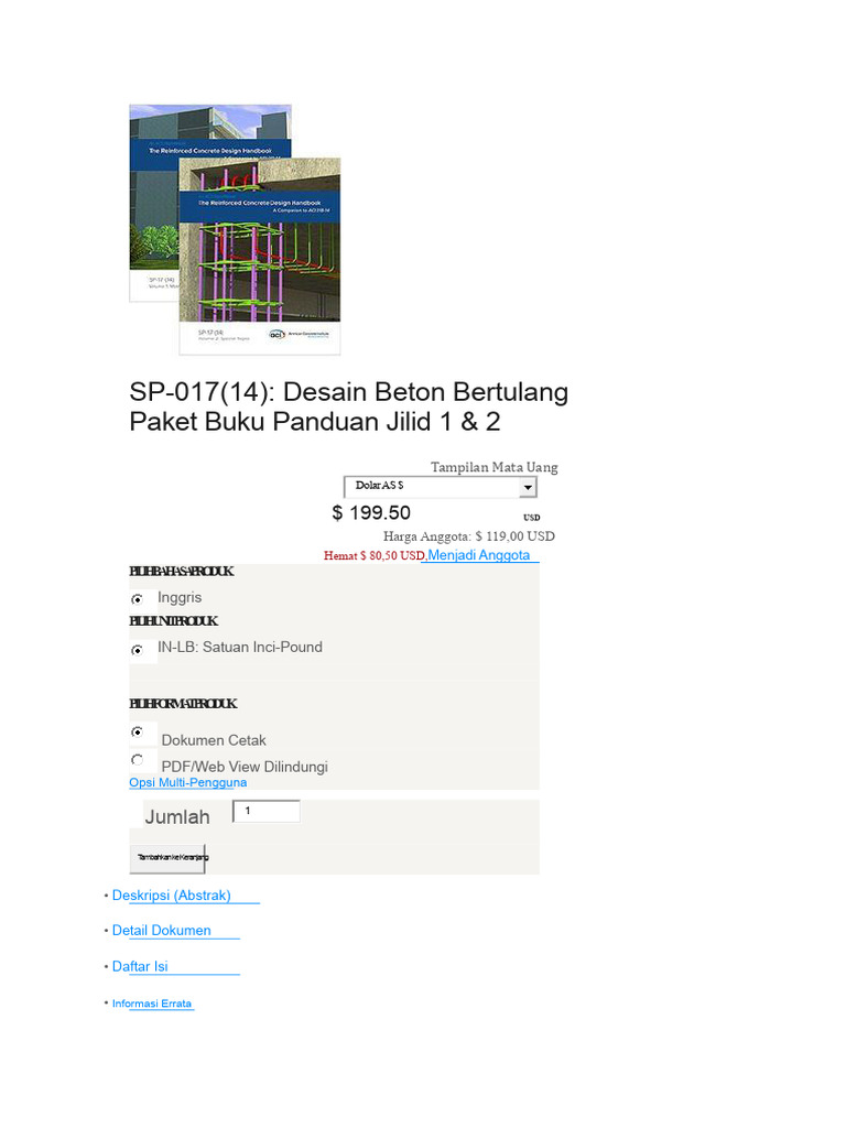 SP-017 (14) : Desain Beton Bertulang Paket Buku Panduan Jilid 1 & 2 | PDF