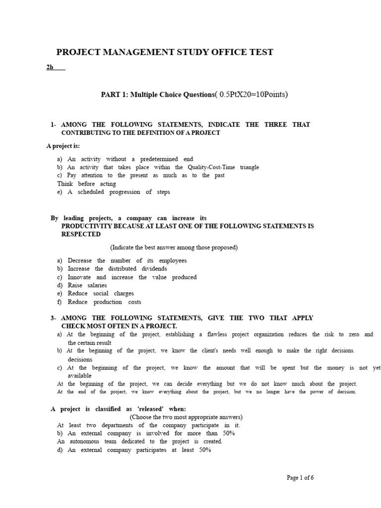 Subject 1 Study Office Project Management | PDF | Project Management ...
