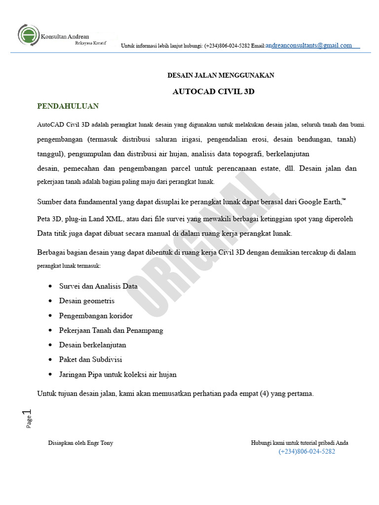 Desain Jalan dengan AutoCAD Civil 3D | PDF
