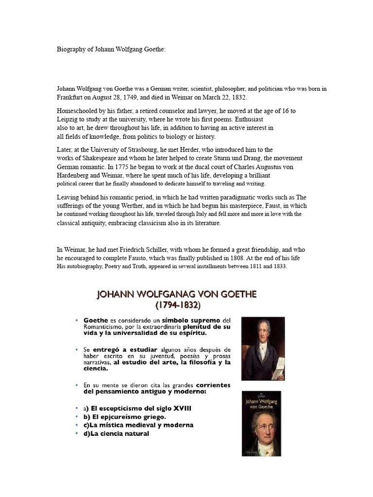 Biography | PDF | Johann Wolfgang Von Goethe | The Sorrows Of Young Werther