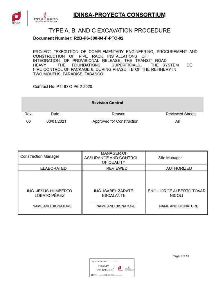 R2B-P6-300-04-F-PTC-02 Procedure For Excavation in Material Type A, B ...