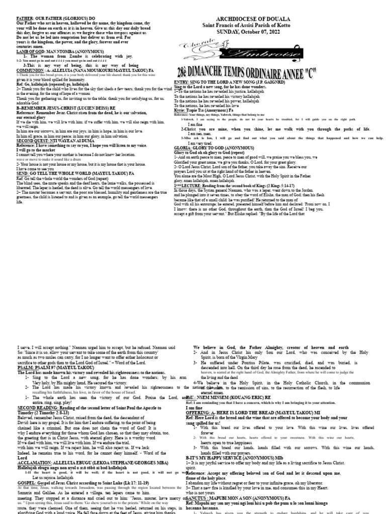 28th DIM ORD C | PDF | God The Father | Glory (Religion)