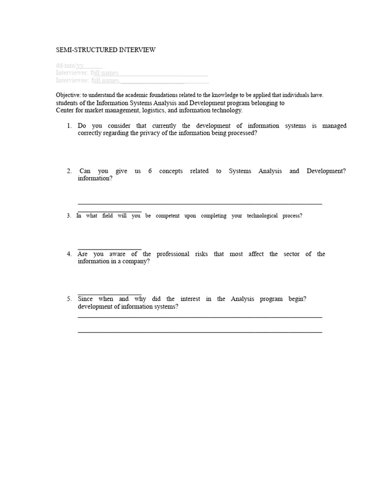 Semi-Structured Interview | PDF