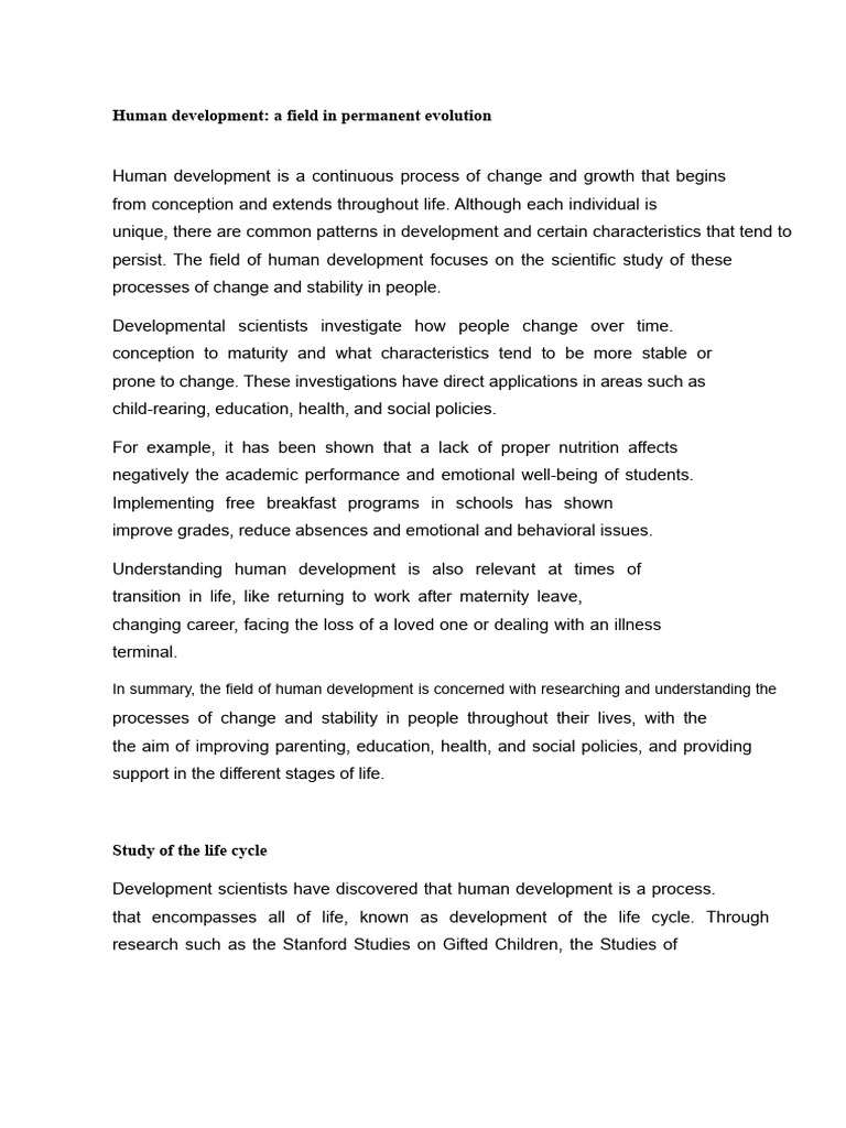 Synthesis Chapter I Human Development | PDF | Family | Adults