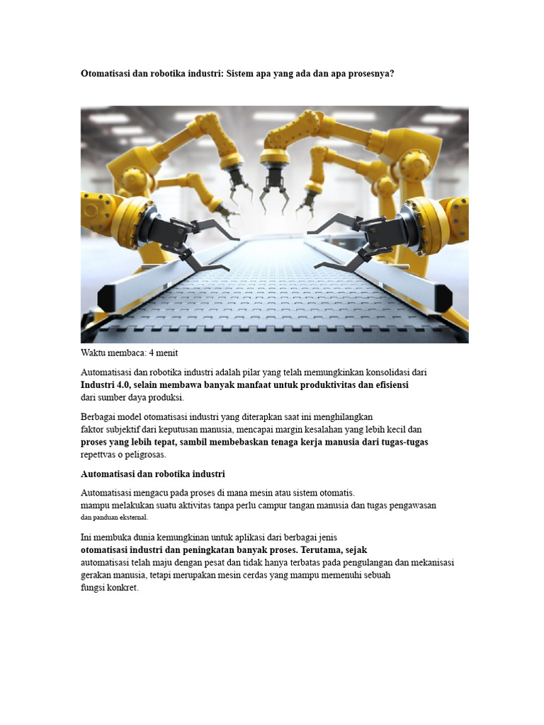 Automatisasi Dan Robotika Industri | PDF