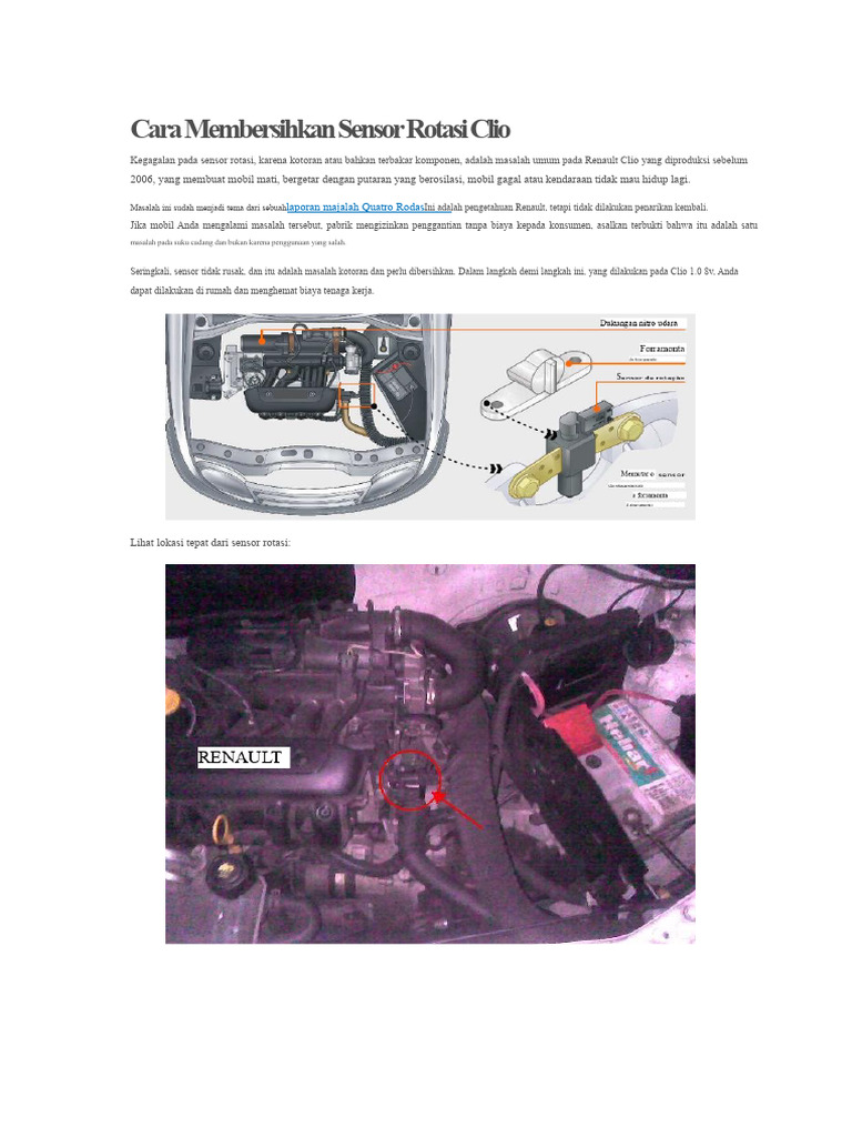 Cara Membersihkan Sensor Rotasi Clio | PDF