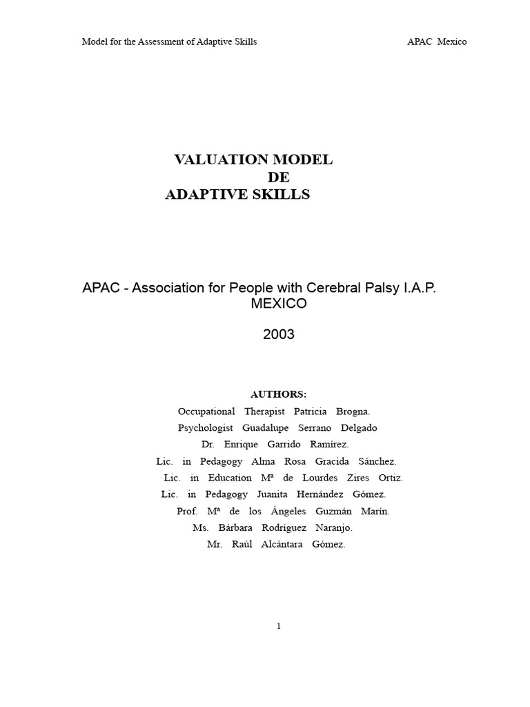 Adaptive Skills Assessment Model Guide | PDF | Communication | Knowledge