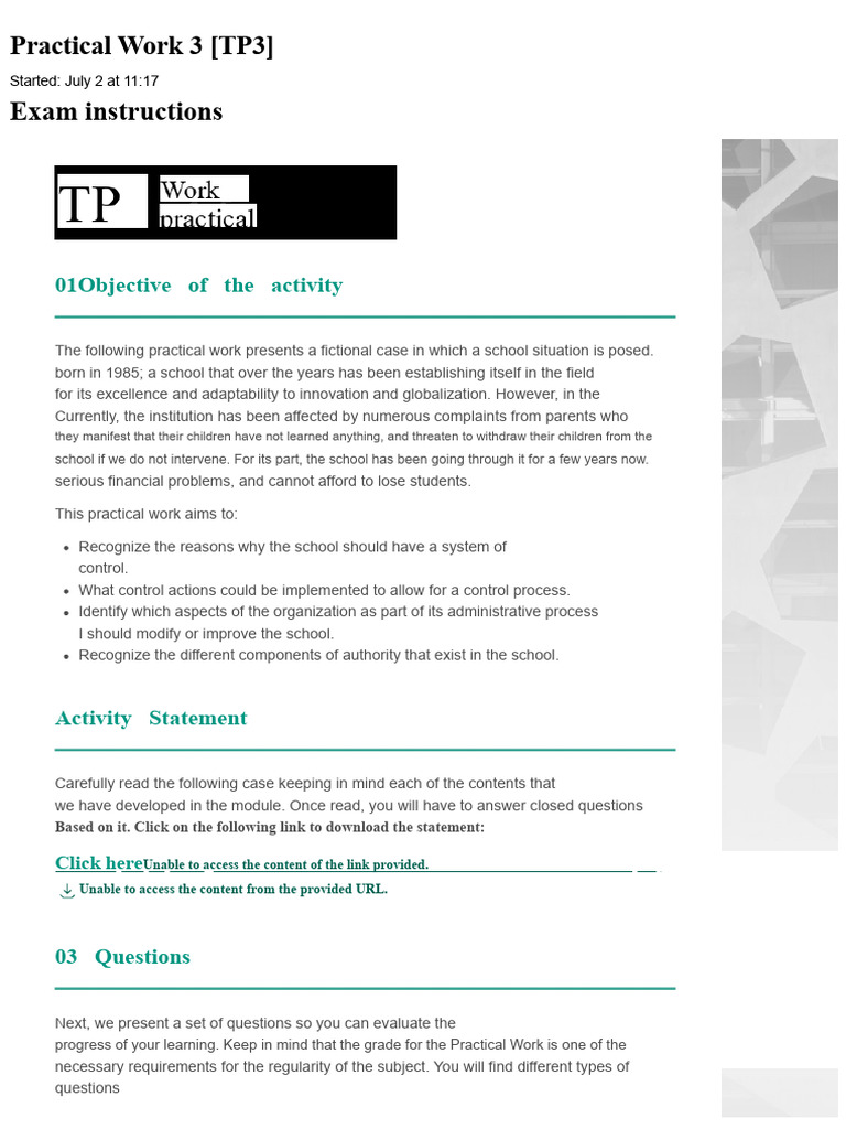 Exam - Practical Work 3 (TP3) 76.67 | PDF