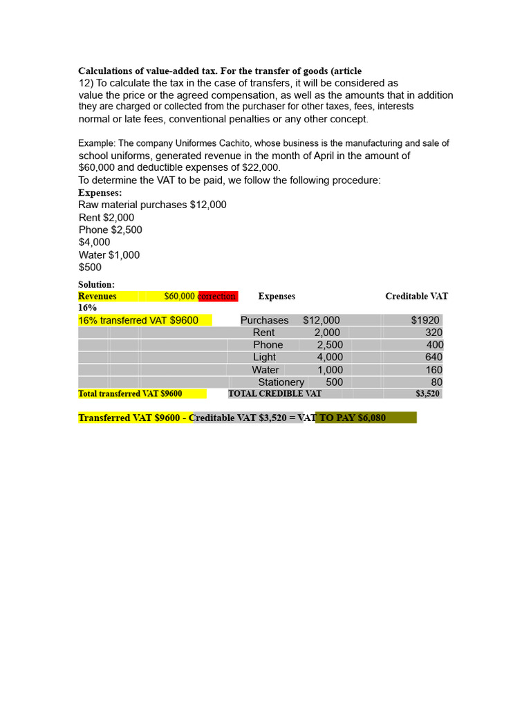 Indirect Taxes and State Example of Vat | PDF | Value Added Tax | Taxes