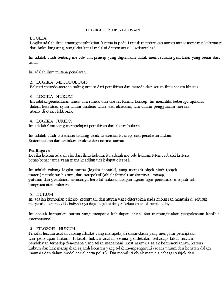 Glosari Logika - Glosari | PDF