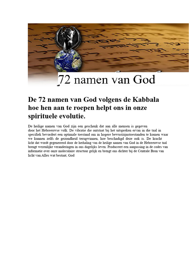 De 72 Namen Van God en de Engel | PDF