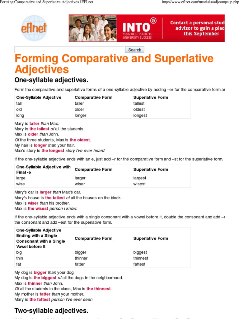 Forming Comparative and Superlative Adjectives - EFLnet | PDF ...