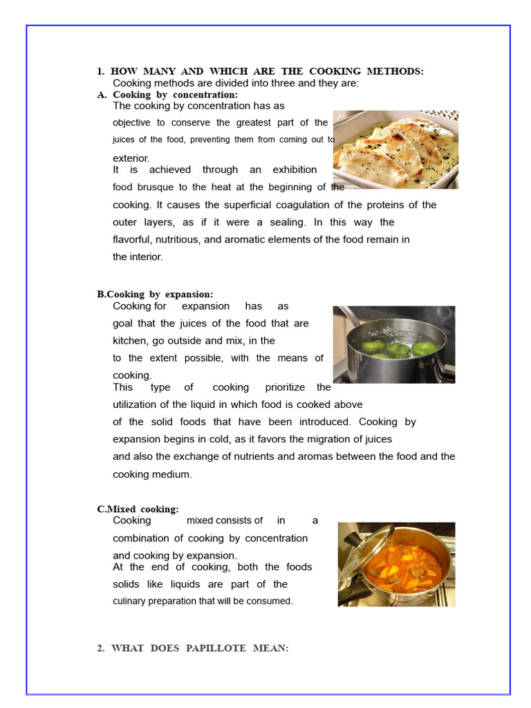 Main Cooking Methods Explained | PDF | Cooking | Sauce