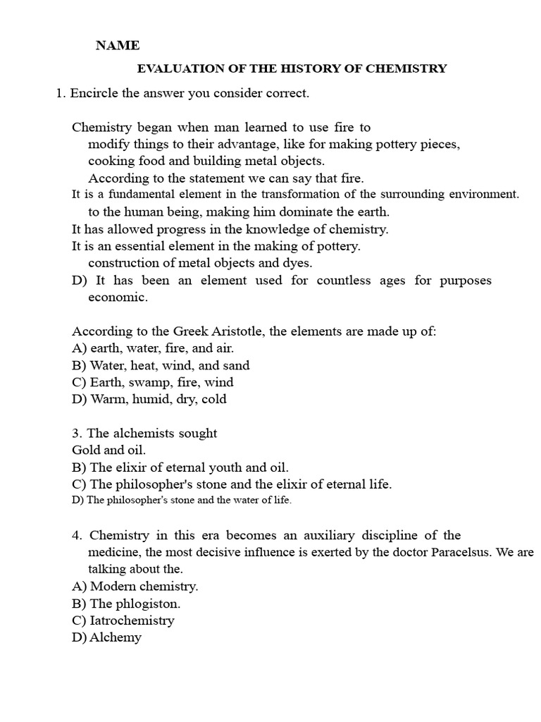 Evaluation History of Chemistry | PDF | Chemistry | Alchemy