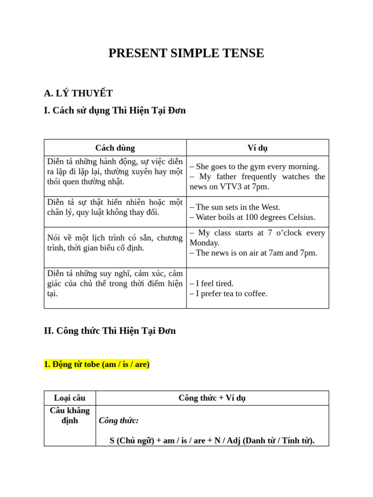 Present Simple Tense | PDF