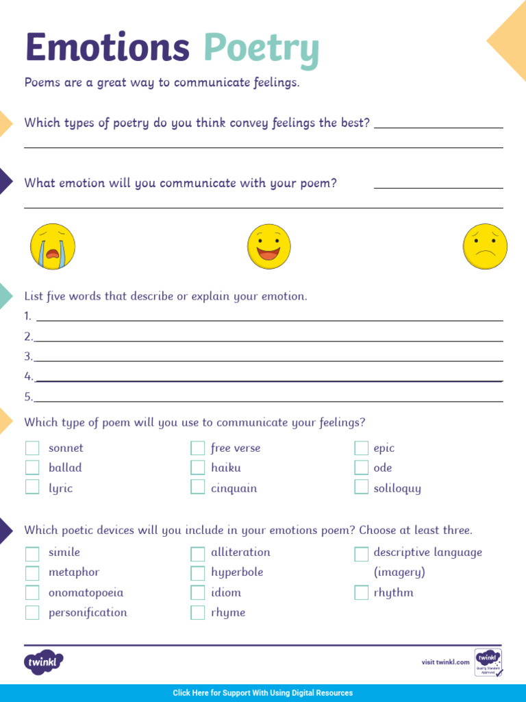 Emotions Poem Activity Us e 710 Ver 1 | PDF