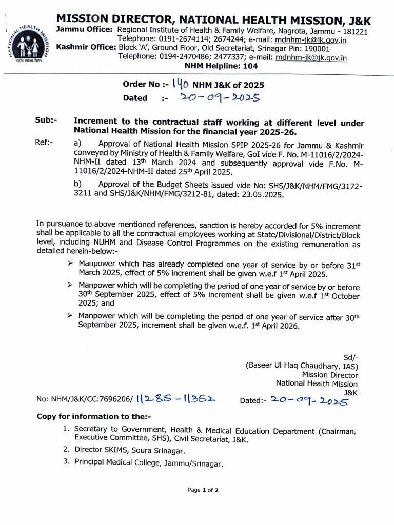 NHM J&K 5% Increment Order 2025 | PDF | Chess Openings | Chess