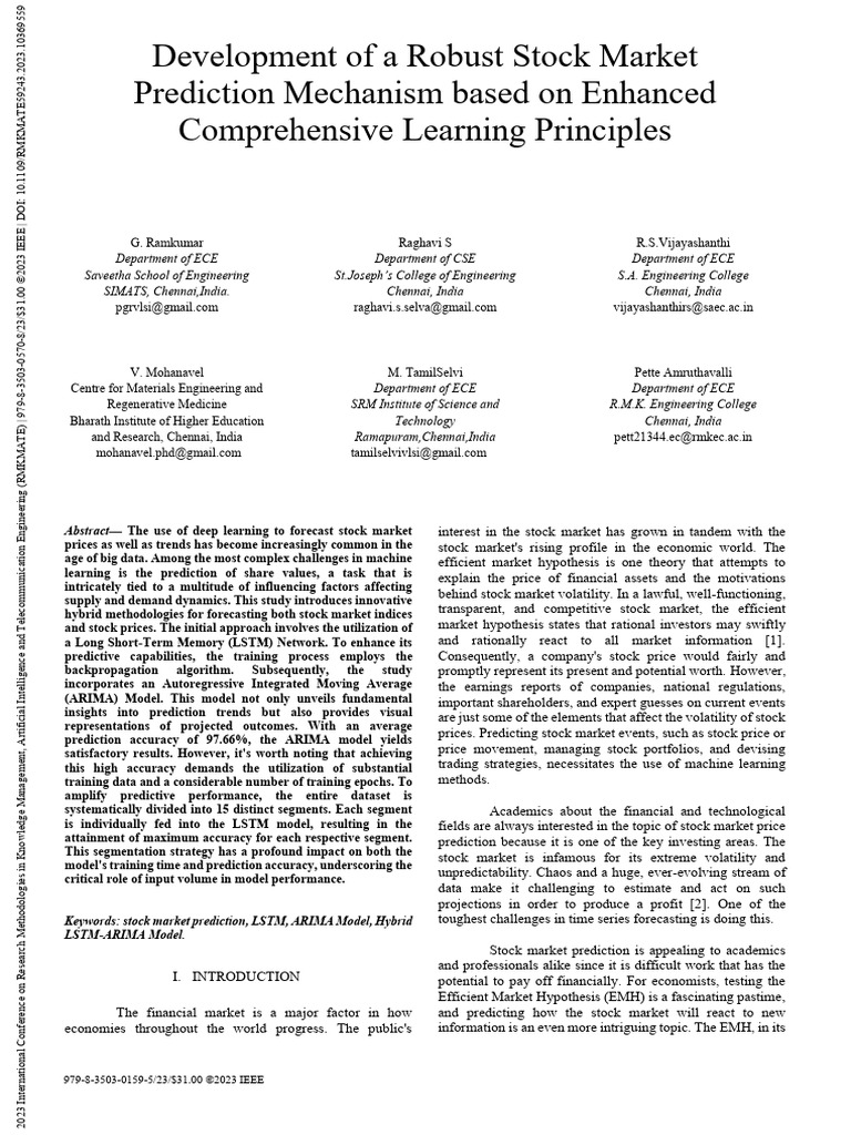 Hybrid LSTM-ARIMA for Stock Prediction | PDF | Autoregressive ...