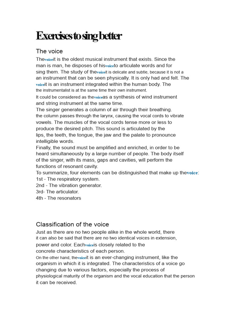Voice Exercises for Better Singing | PDF | Human Voice | Singing