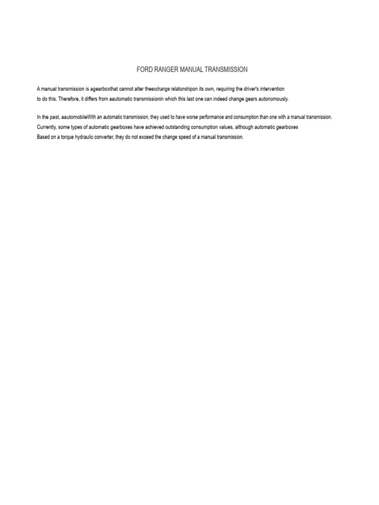 Standard Transmission Ford Ranger (Parts) | PDF
