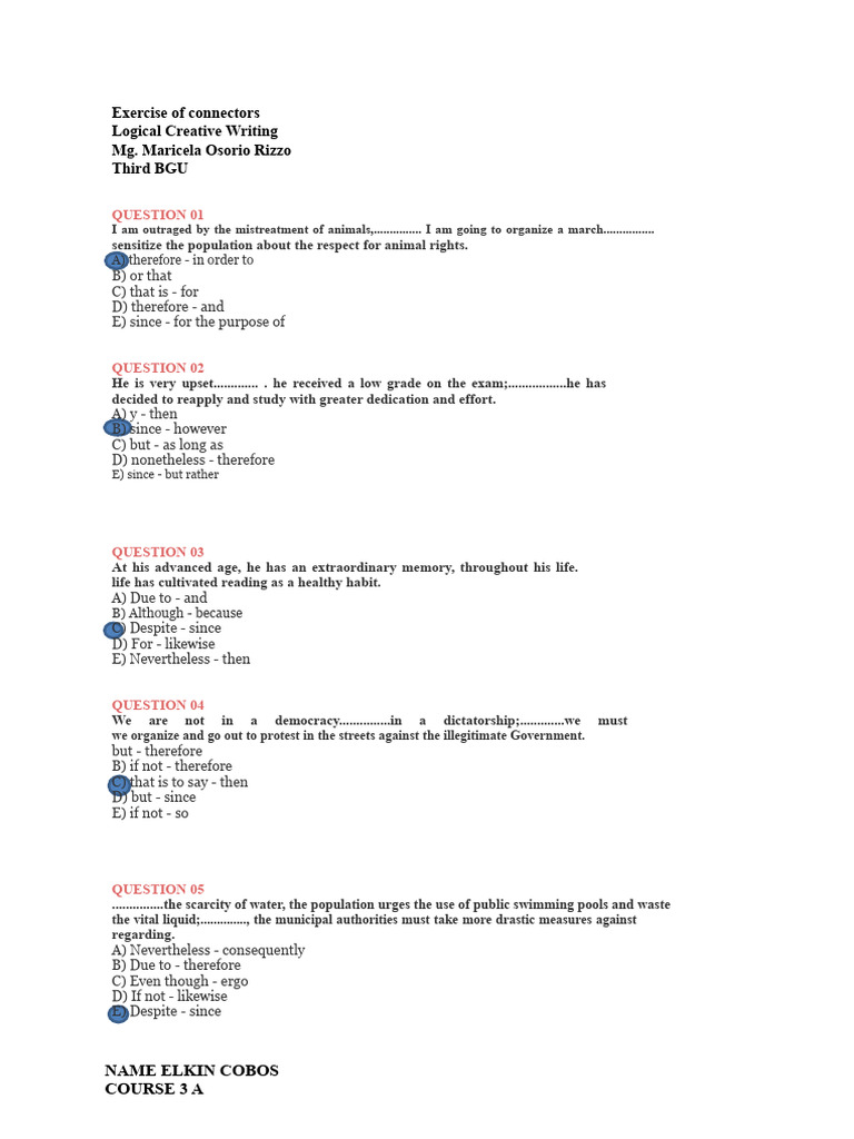 Exercise On Logical Connectors - Third | PDF