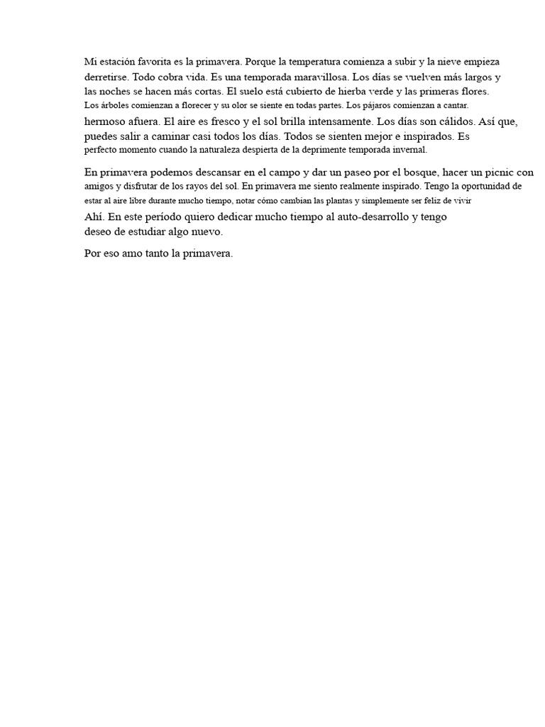 Mi Estación Favorita Es La Primavera. | PDF